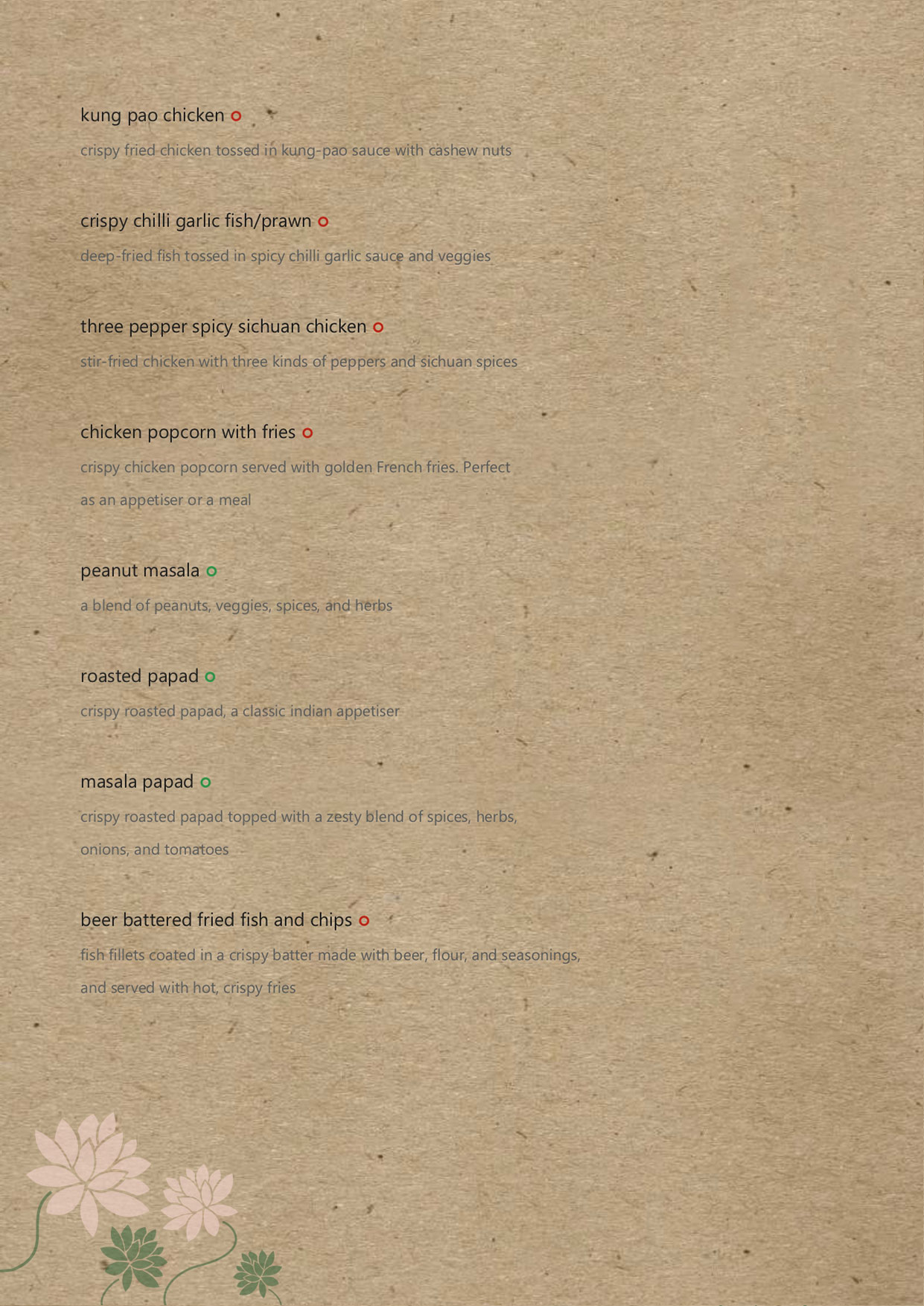 The Lily Court | Menu